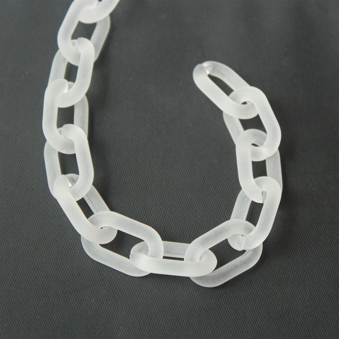 50pcs Matte White Oval Acrylic Chain Links, Translucent Plastic Chain ...