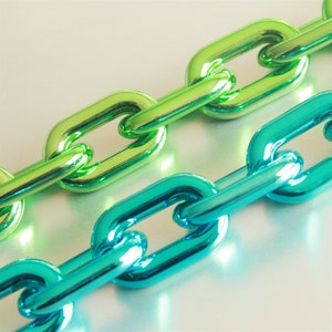 40pcs Metallic Green Blue Oval Acrylic Chain Links, Plastic Chain Links ...