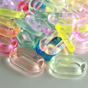 40pcs Mixed Color Oval Acrylic Chain Links, Plastic Chain Links, Open ...