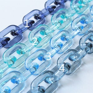 50pcs Clear Blue Acrylic Chain Links: DIY Jewelry Supplies (31mmx19mm ...