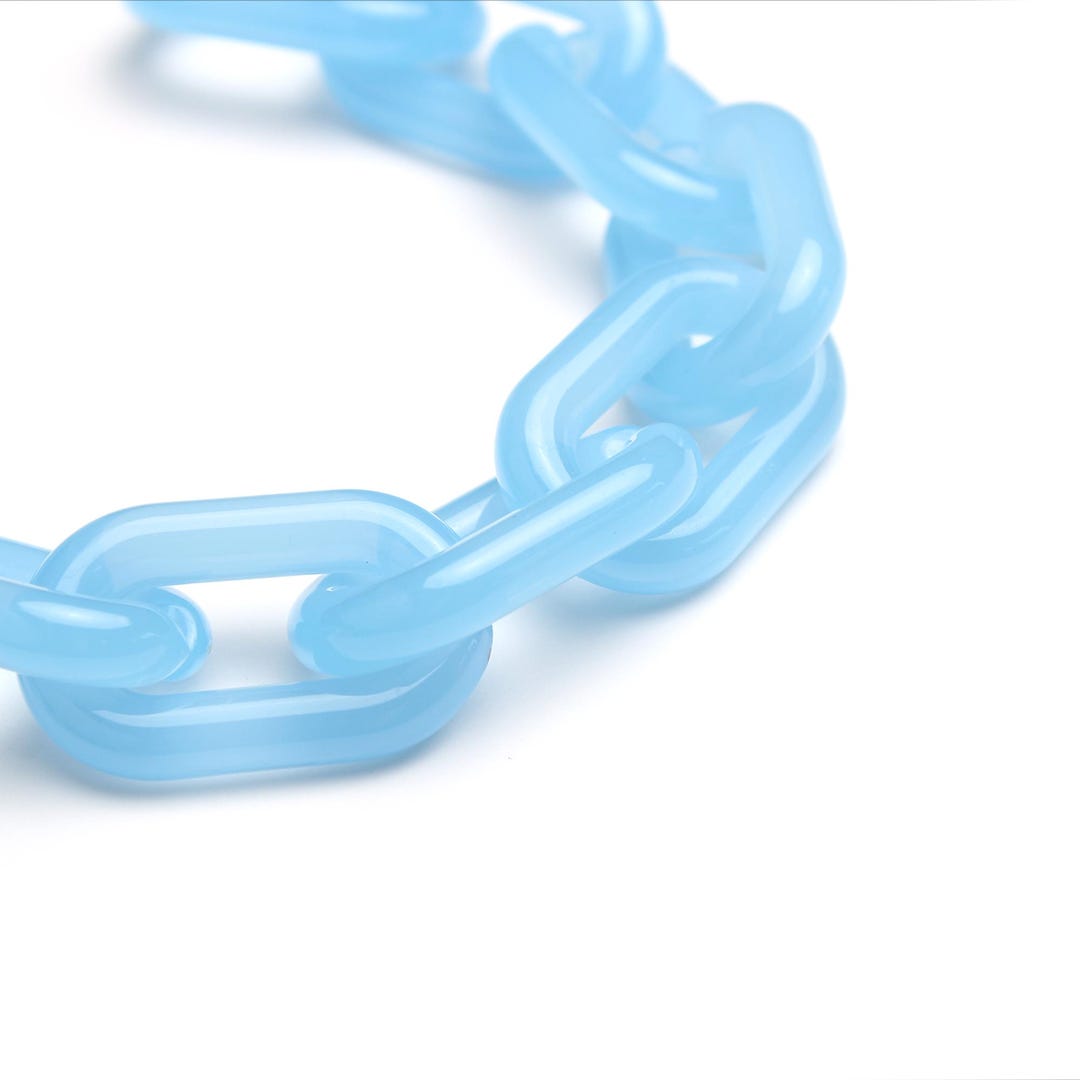 20pcs Jade Blue Acrylic Chunky Chain Links, Transparent Plastic Chain ...