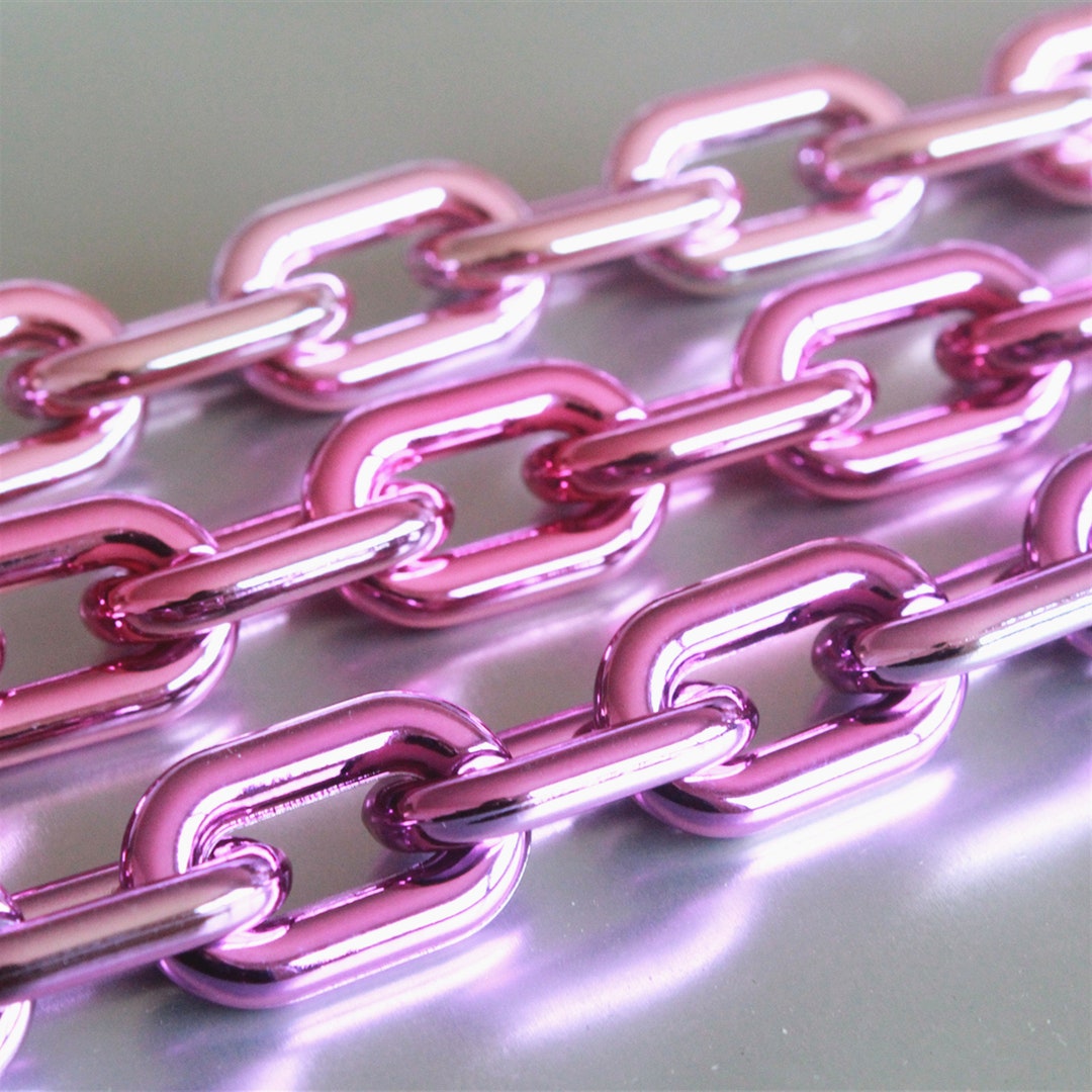 40pcs Metallic Pink Rose Purple Oval Acrylic Chain Links, Plastic Chain ...
