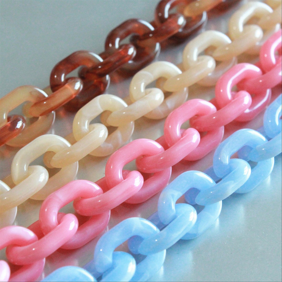 40pcs Oval Tortoiseshell Acrylic Chain Links, Plastic Chain Links ...