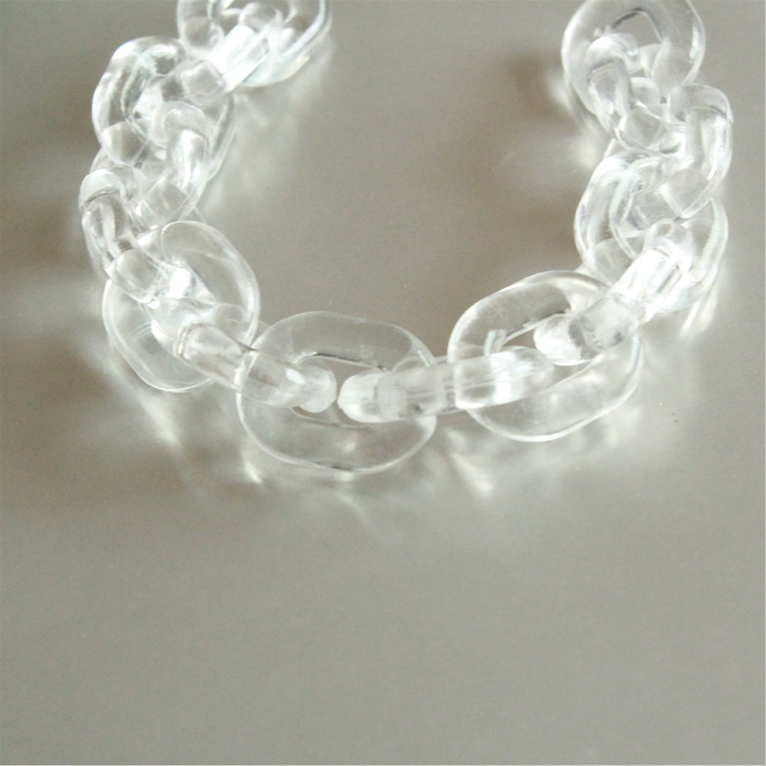 40pcs Clear White Oval Acrylic Chunky Chain Links, Transparent Plastic ...