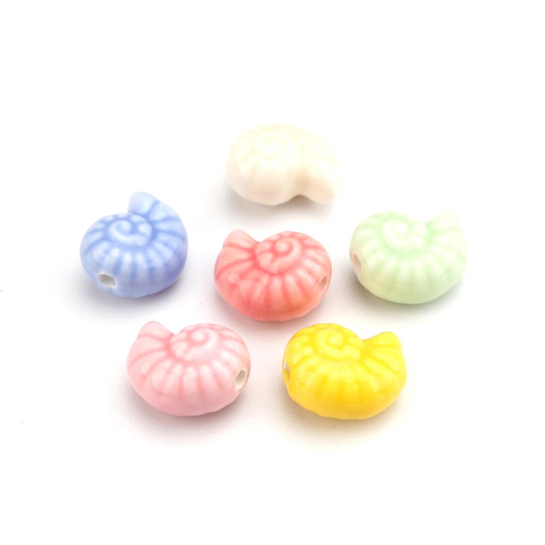 Porcelain Conch Sea Shell Beads, Beachy DIY Jewelry, 6pcs - Etsy