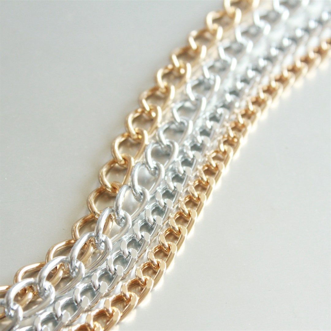 3 Feet Gold Cable Curb Aluminum Chain, Gold Silver Open Link Chain ...