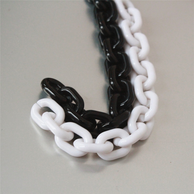 50pcs Solid White Black Oval Acrylic Chunky Chain Links - Etsy