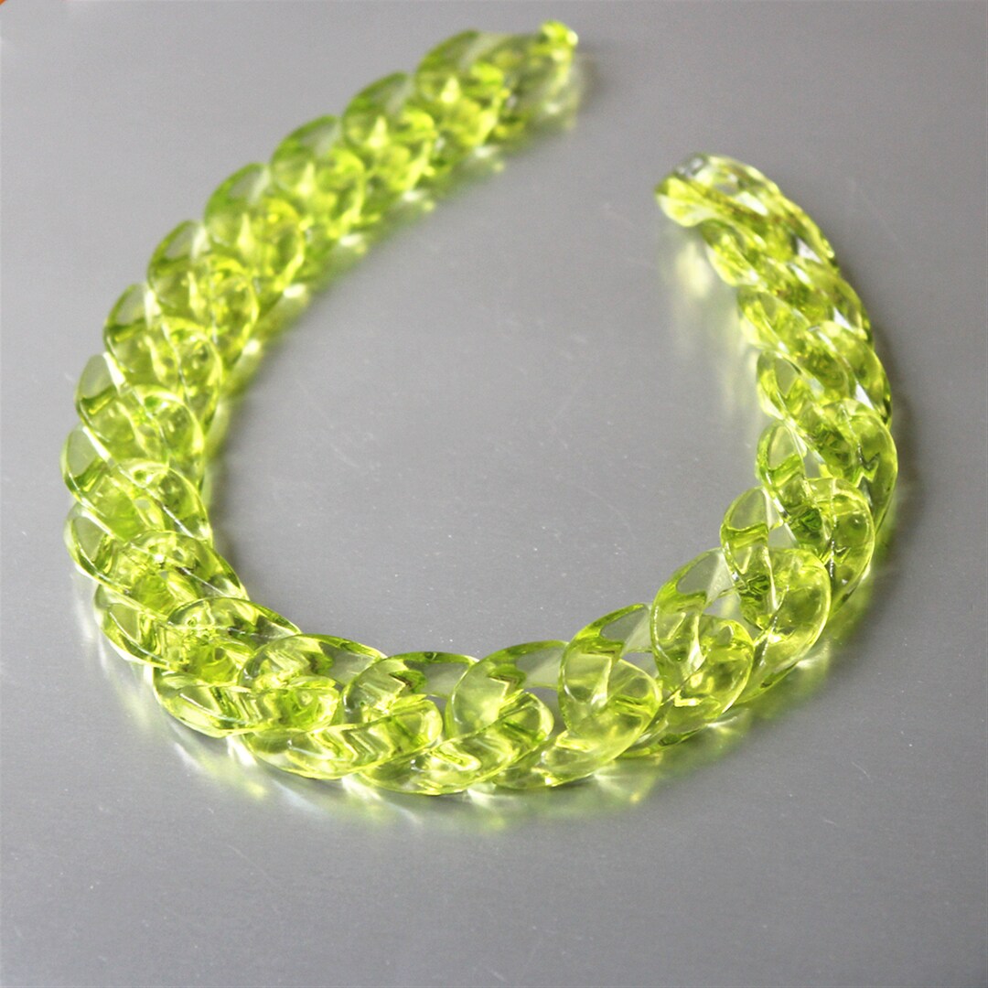 80pcs Transparent Neon Green Acrylic Curb Chain Links, Clear Plastic ...