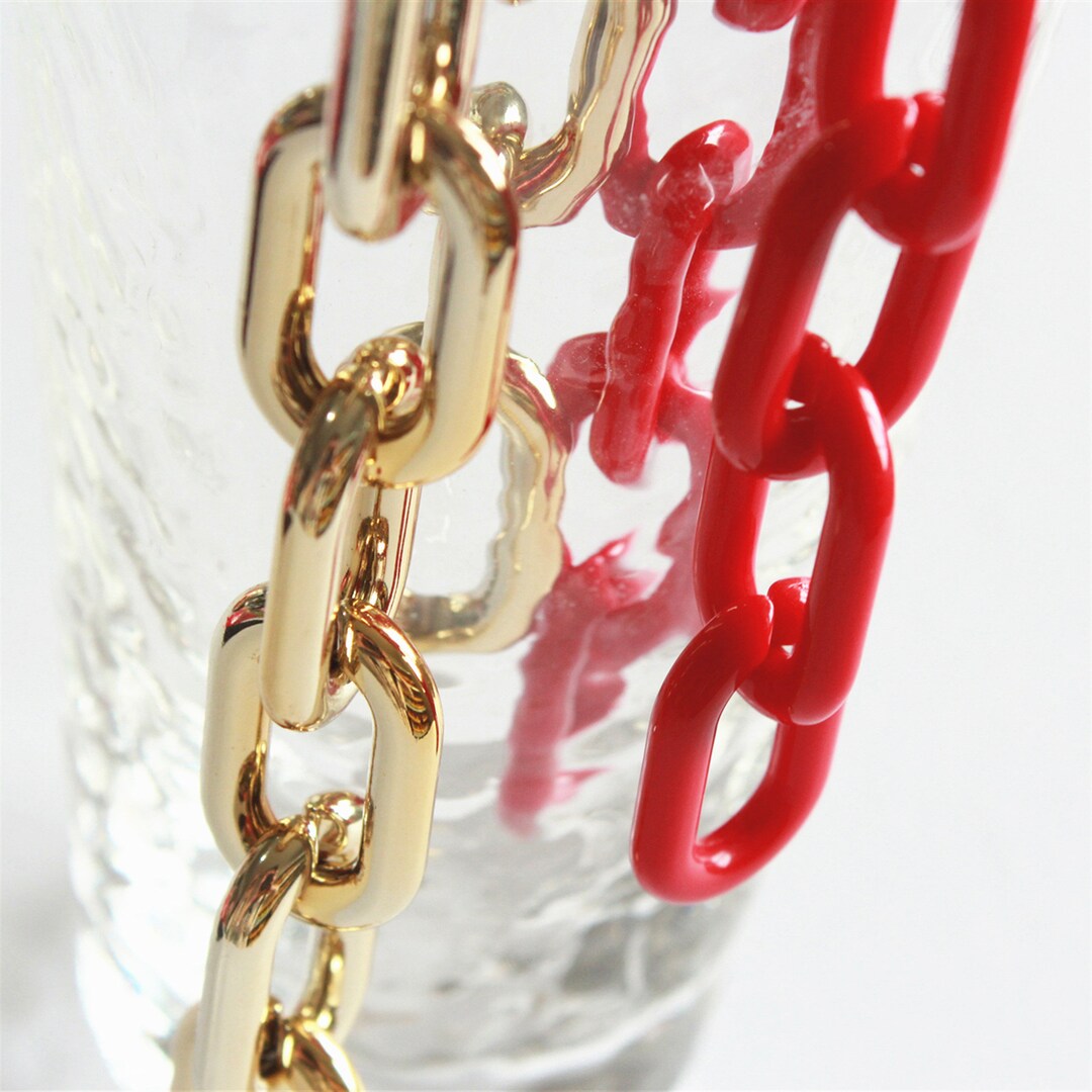 3feet Gold Acrylic Oval Chain,red Plastic Chain, Necklace Bracelet ...