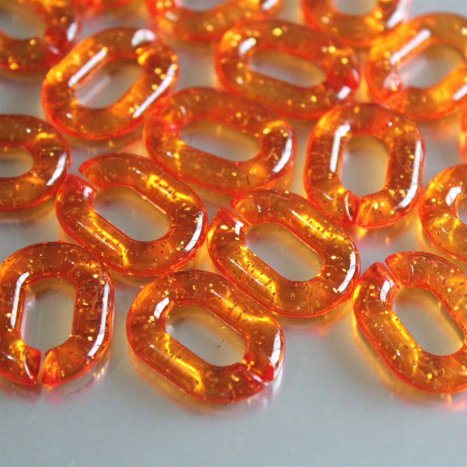 50pcs Glitter Orange Oval Acrylic Chain Links Plastic Chain | Etsy
