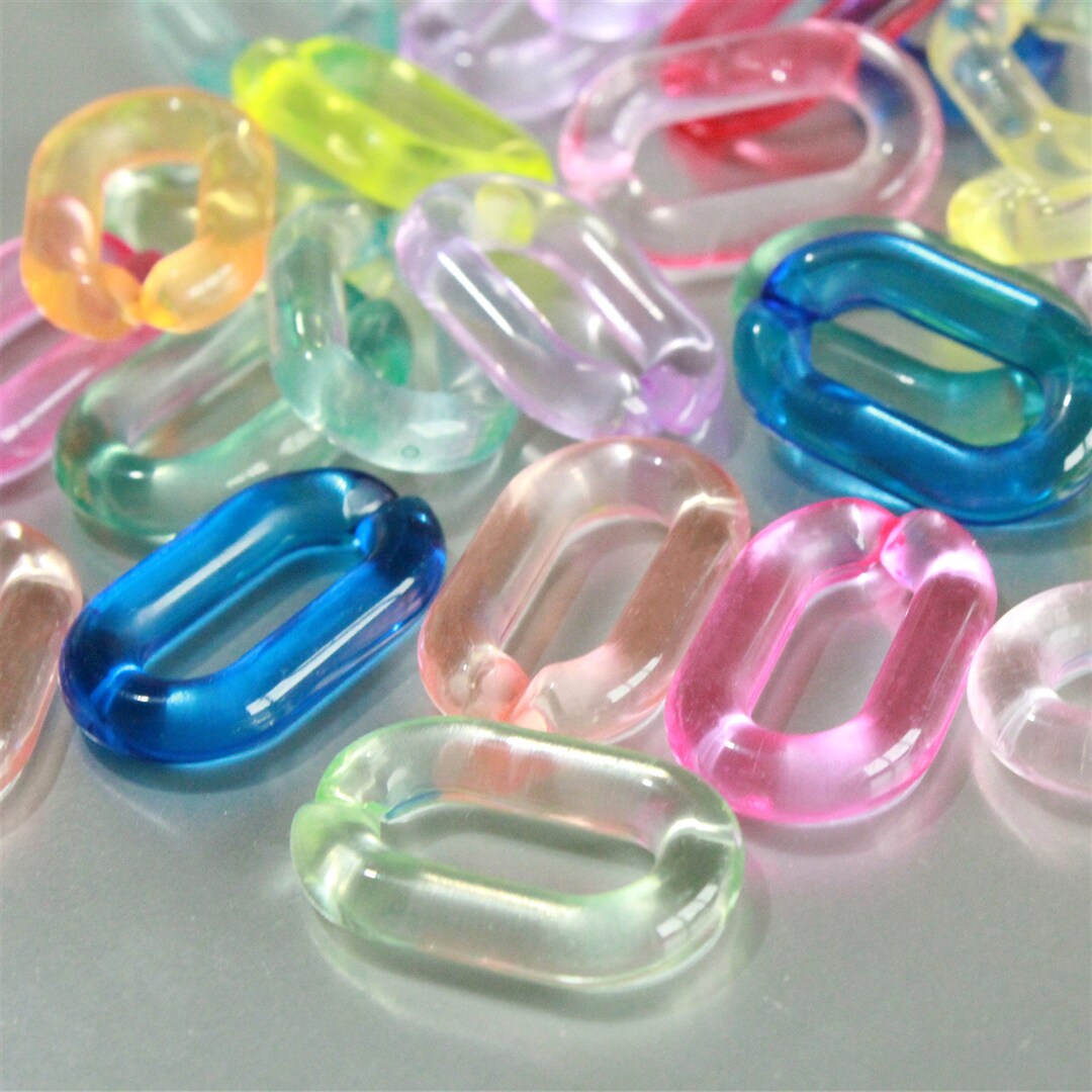 40pcs Mixed Color Oval Acrylic Chain Links, Plastic Chain Links, Open ...