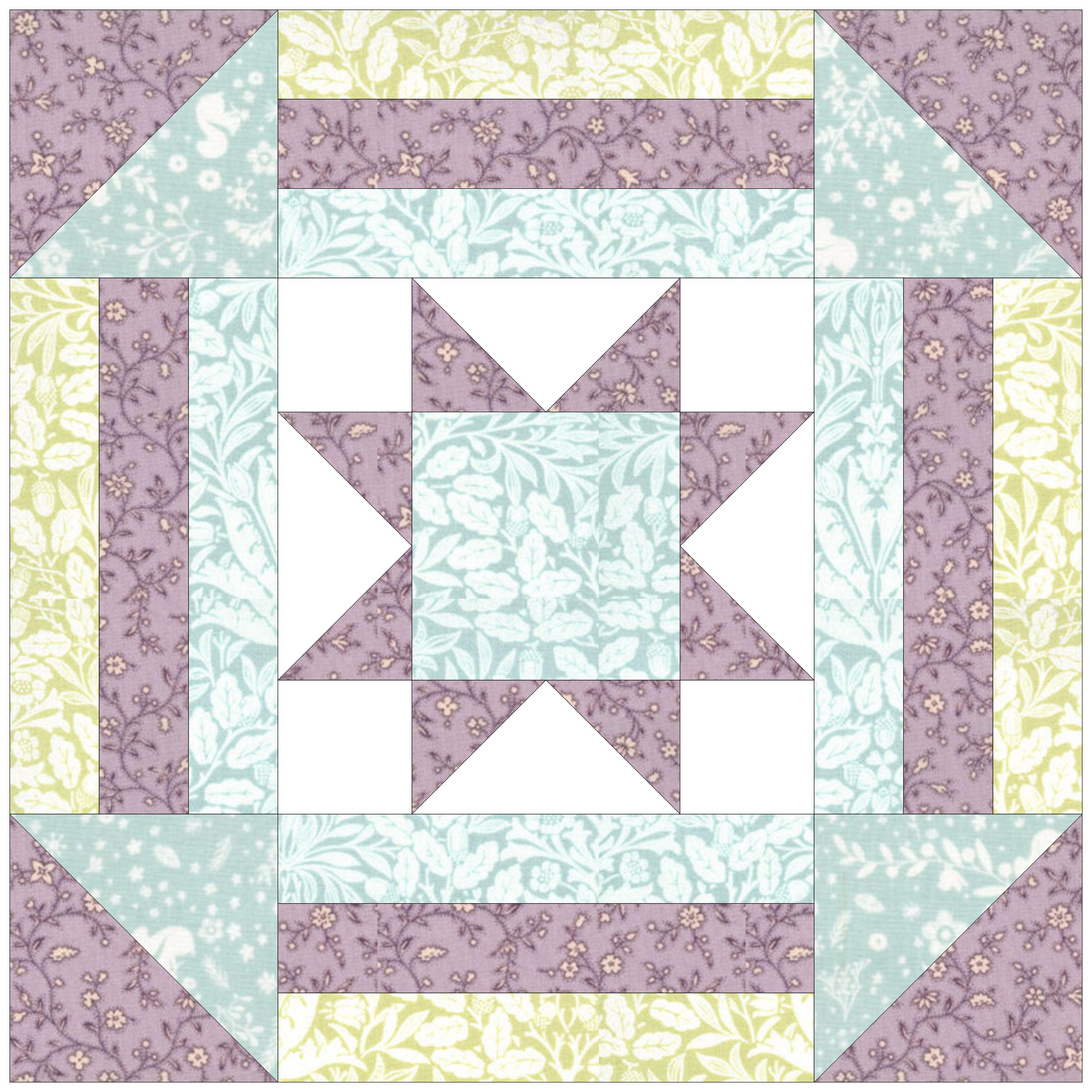 Star in a Square Quilt Block Foundation Paper Piecing Pattern: 5 Sizes ...