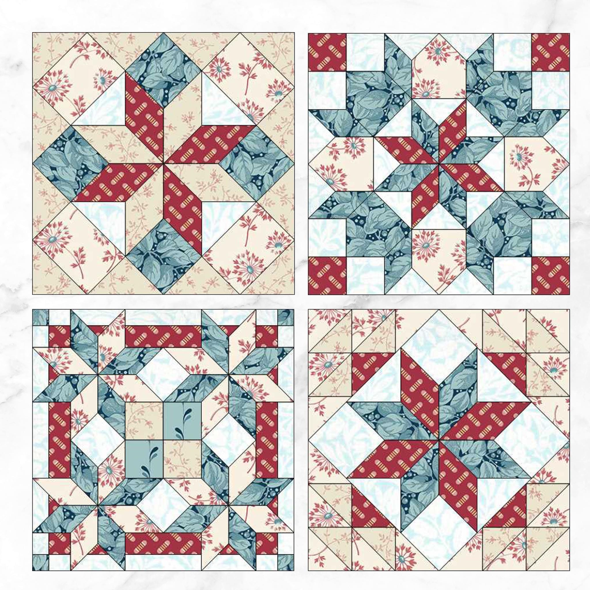 Starry Sampler EPP Quilt Pattern: 16 Unique Blocks (59" X 59") (PDF ...