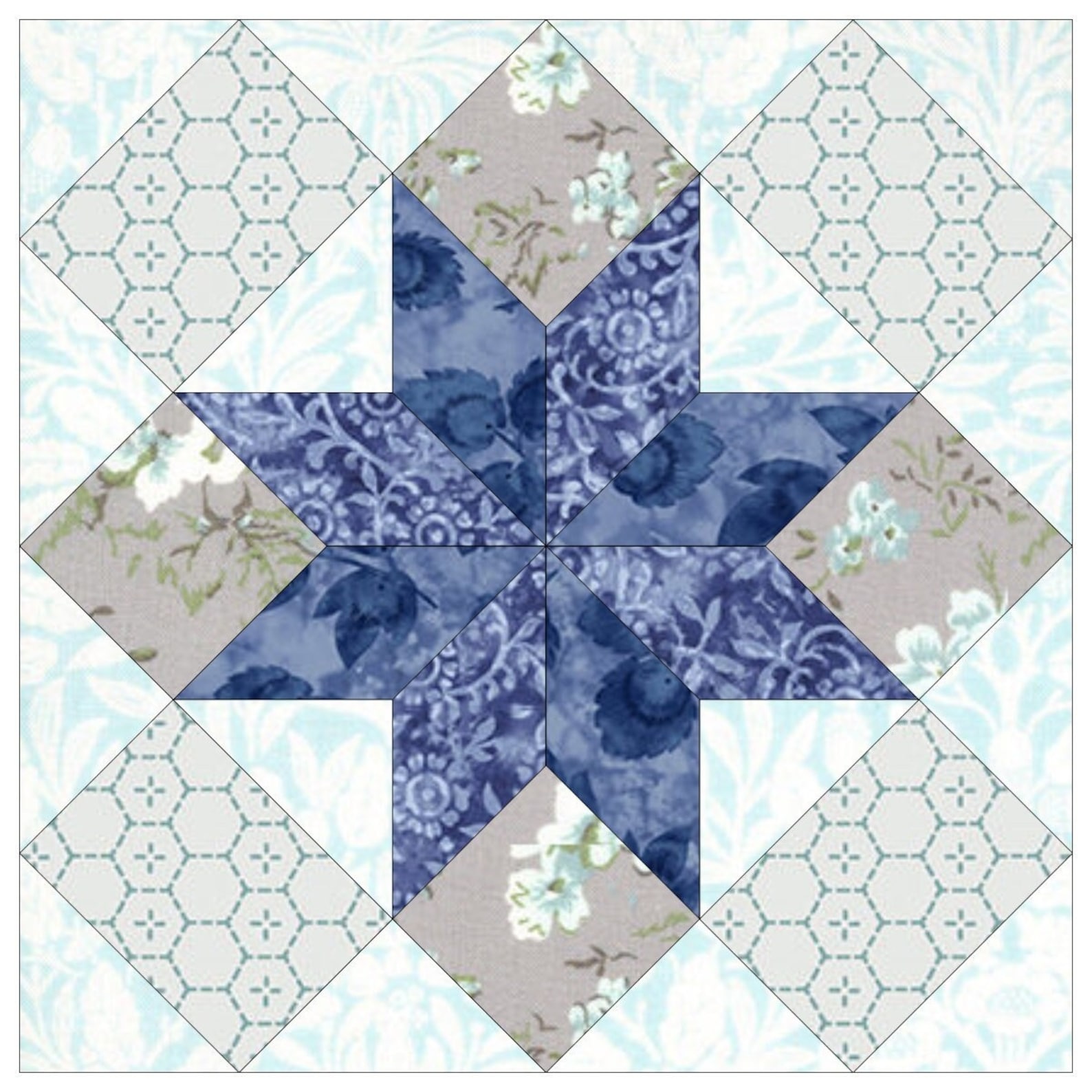 English Paper Piecing EPP Quilt Pattern Pdf BLOCK 2 of the Starry ...