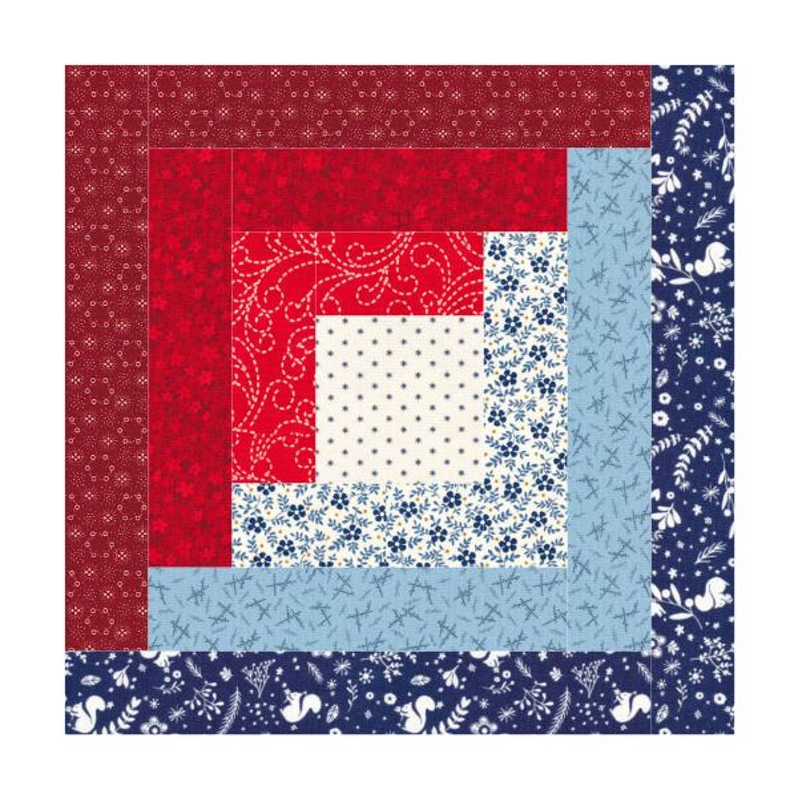 Foundation Quilting Pattern, Log Cabin Quilt Block, Foundation Paper ...