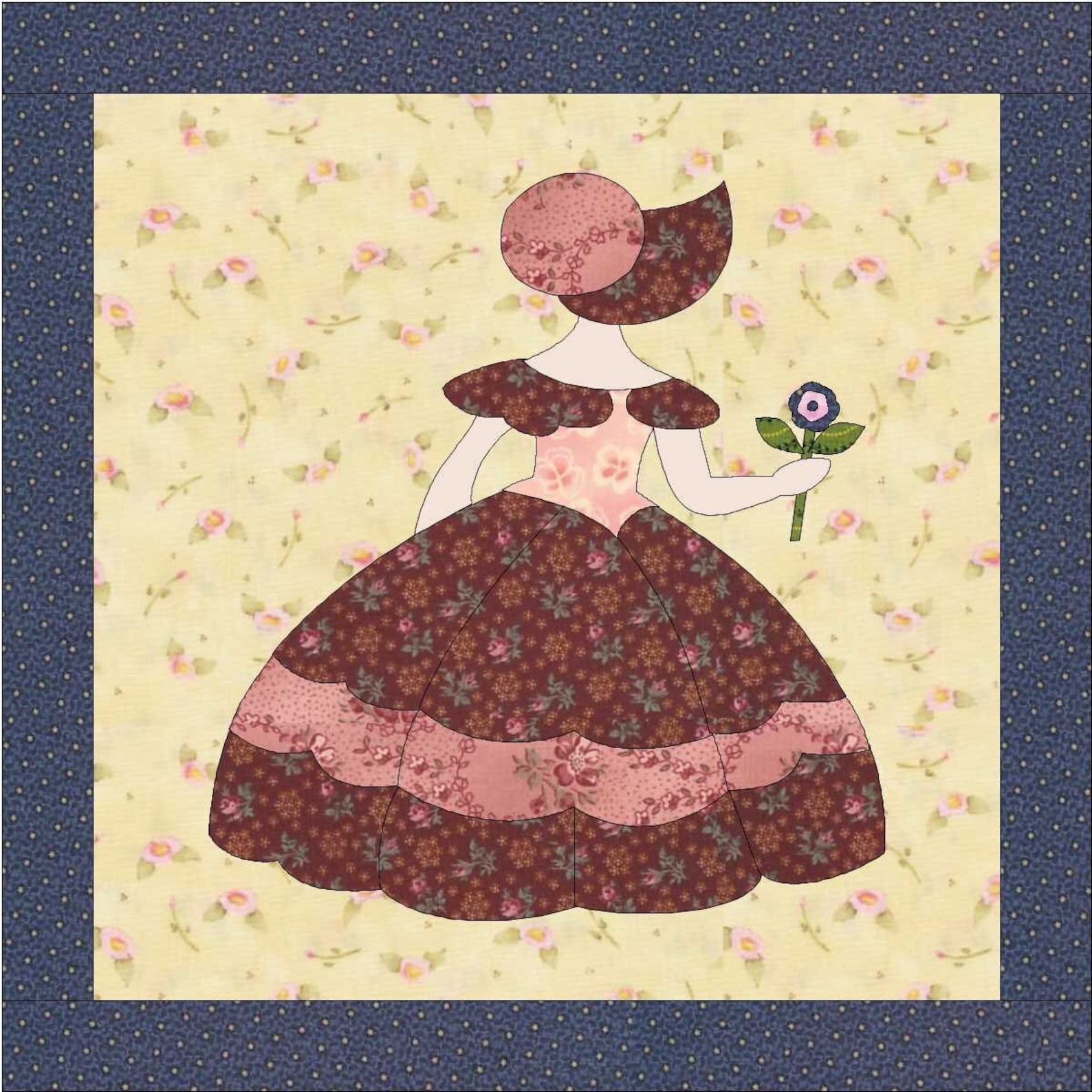 Sunbonnet Sue Quilt Block Pattern: Appliqued Bonnet Girl (digital PDF ...