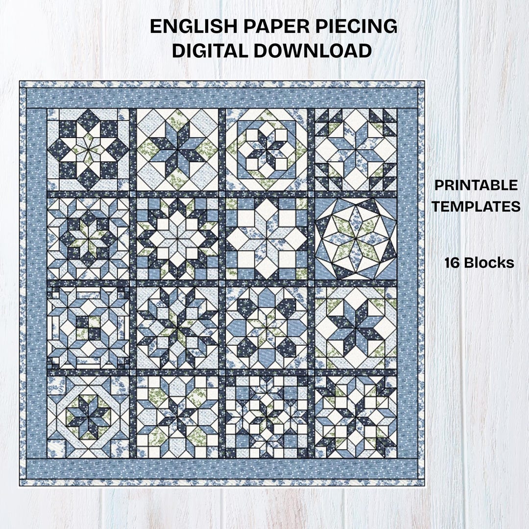 Starry Sampler, English Paper Pieced Pattern, EPP Quilt Pattern, 16 ...