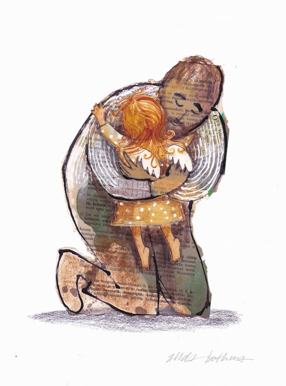 Father Hugs Daughter Angel ART PRINT | Etsy