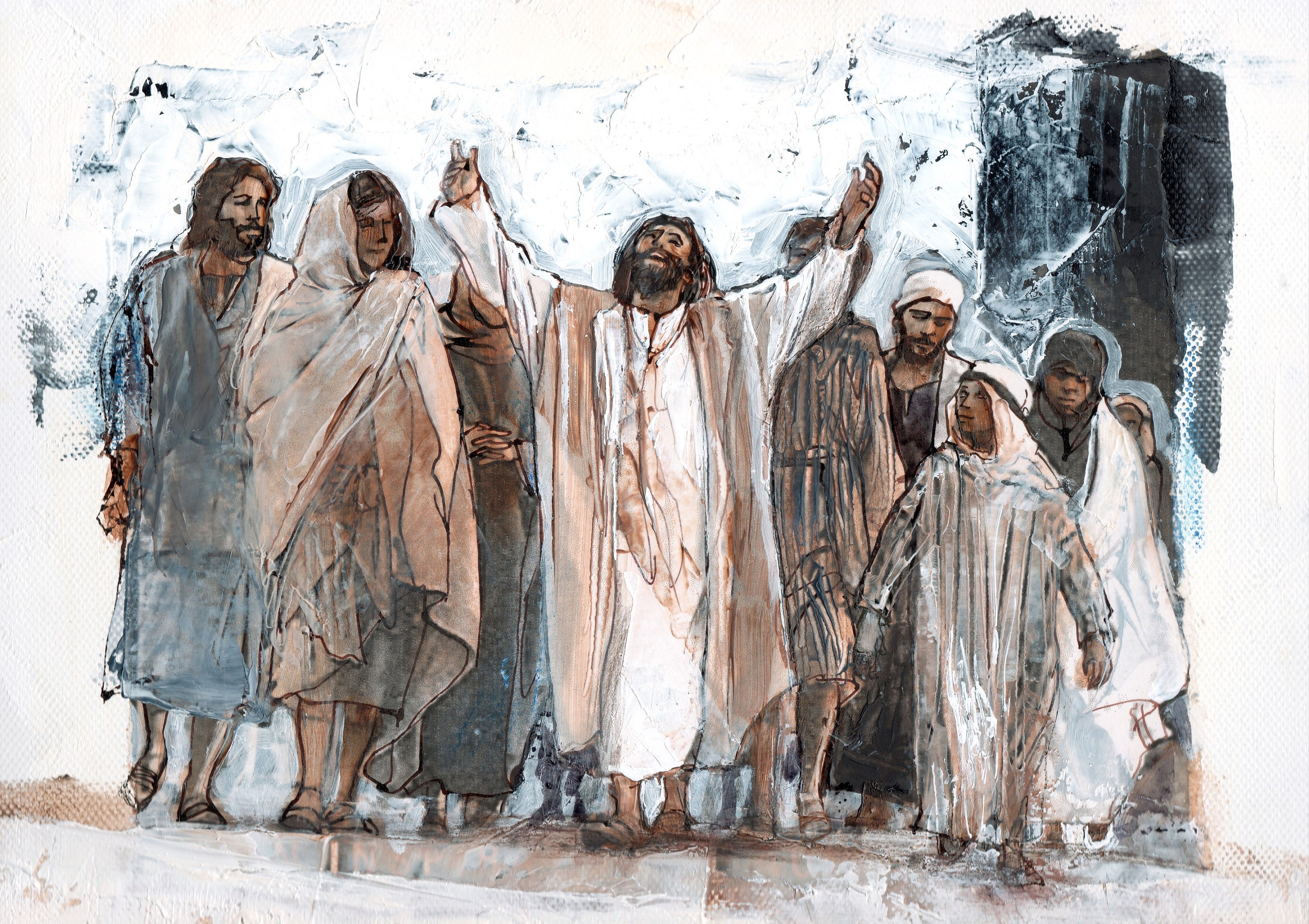 Jesus Walking With Disciples