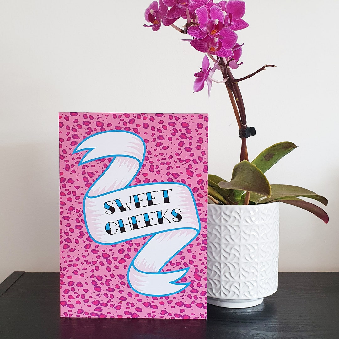 Sweet Cheeks Greetings Card, Tattoo Birthday Card, Leopard Print Card ...