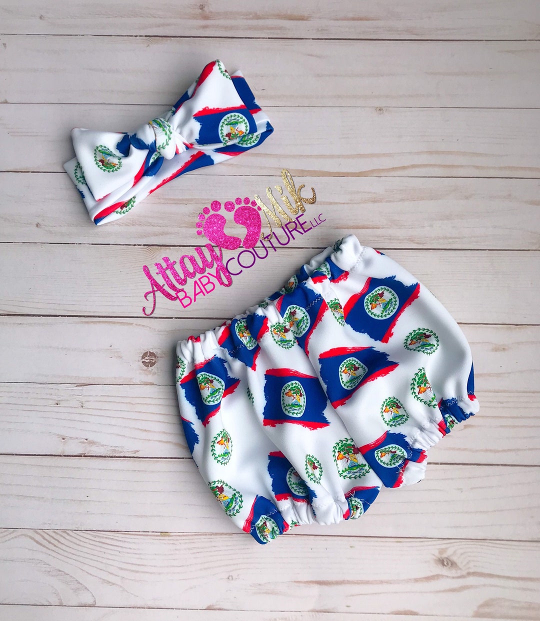 Belize Clothing. Baby Belize Bloomers . Belize Flag Headband. Flag ...