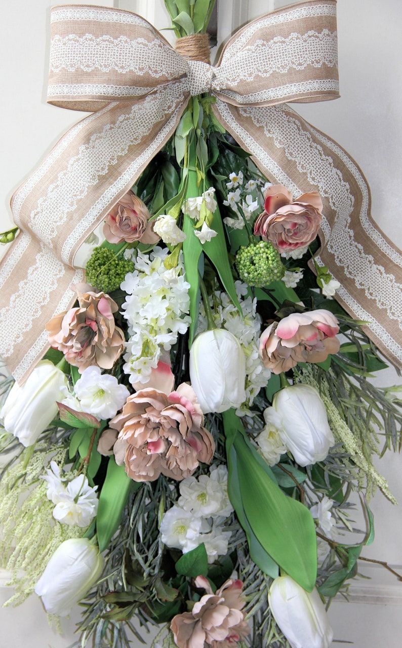 Floral swag door swag farmhouse swag country swag rustic | Etsy