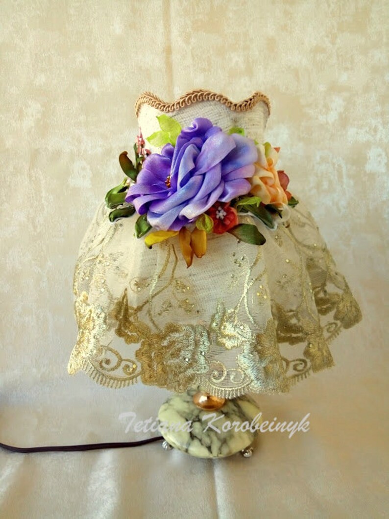 Small Lampshades With Ribbon Embroidery and Lace Decor for - Etsy