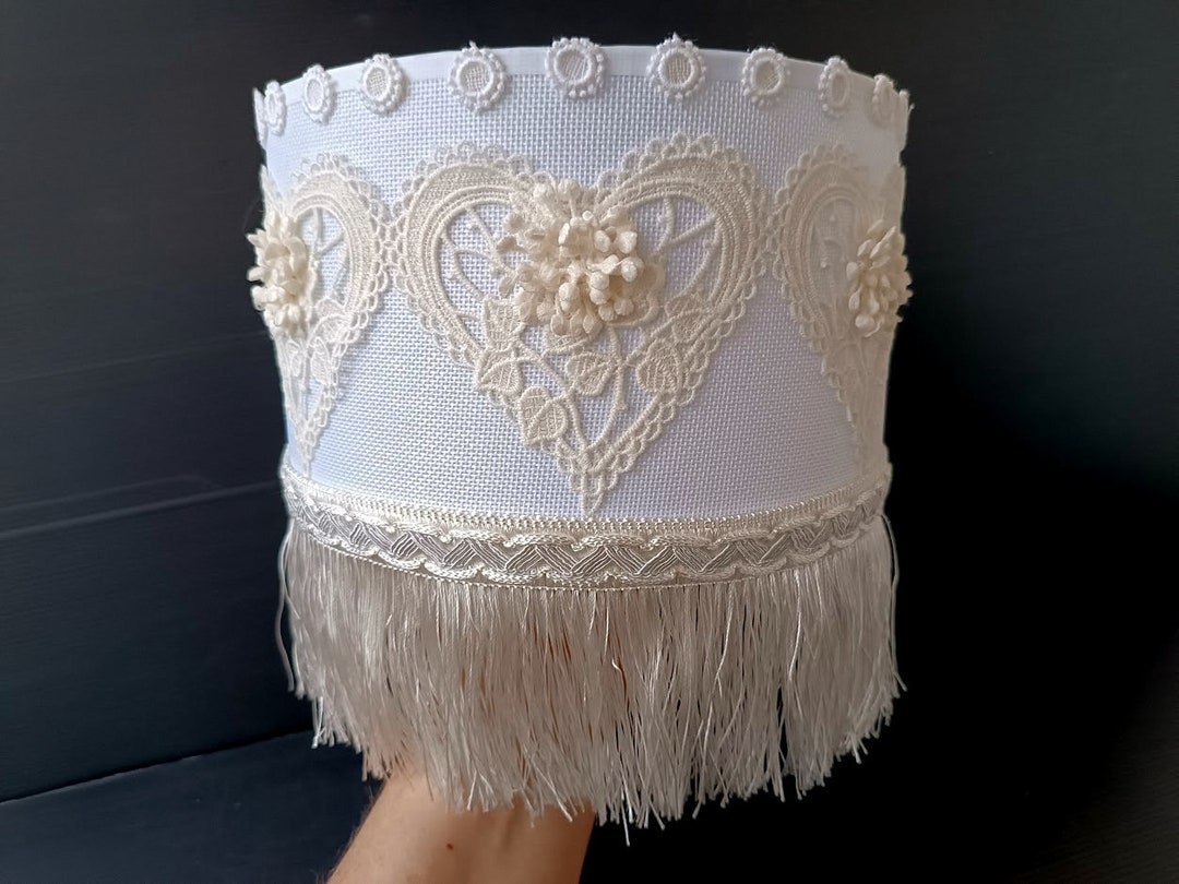 Hand Decorated Lace Lampshade: Shabby Chic Cottage Lighting - Etsy