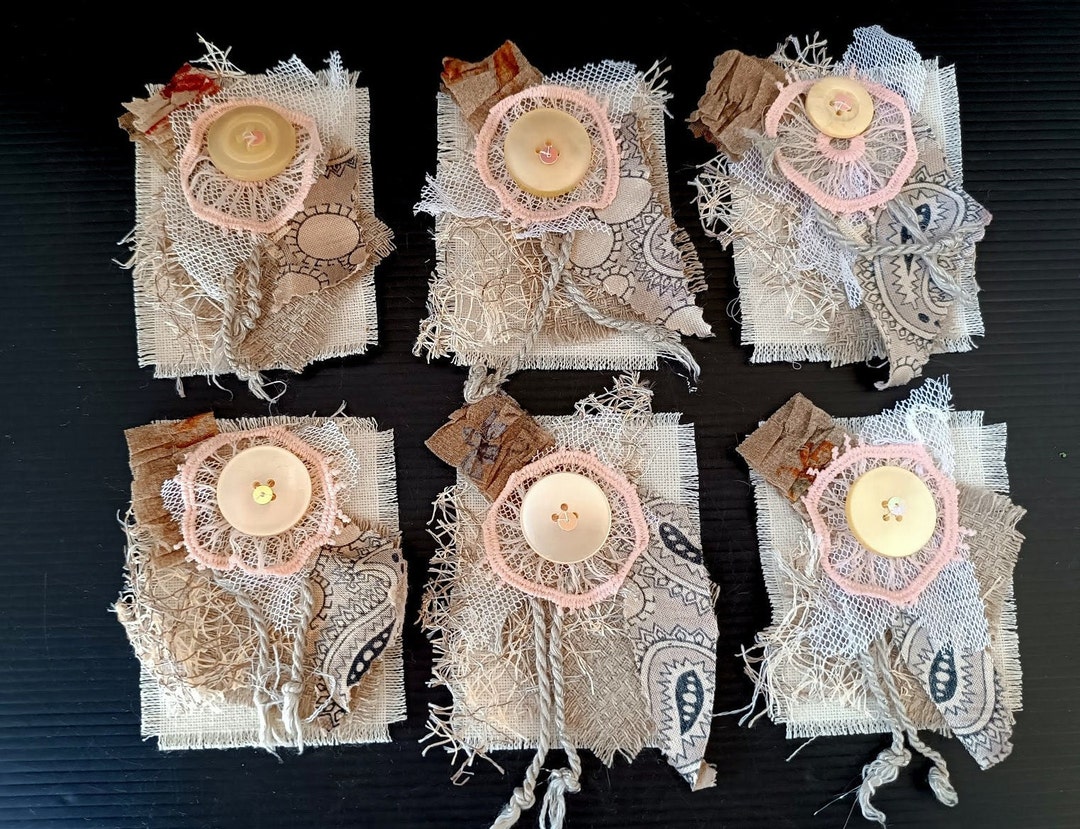 Set 6 Sewn Fabric Lace Button Clusters Embellishments - Etsy