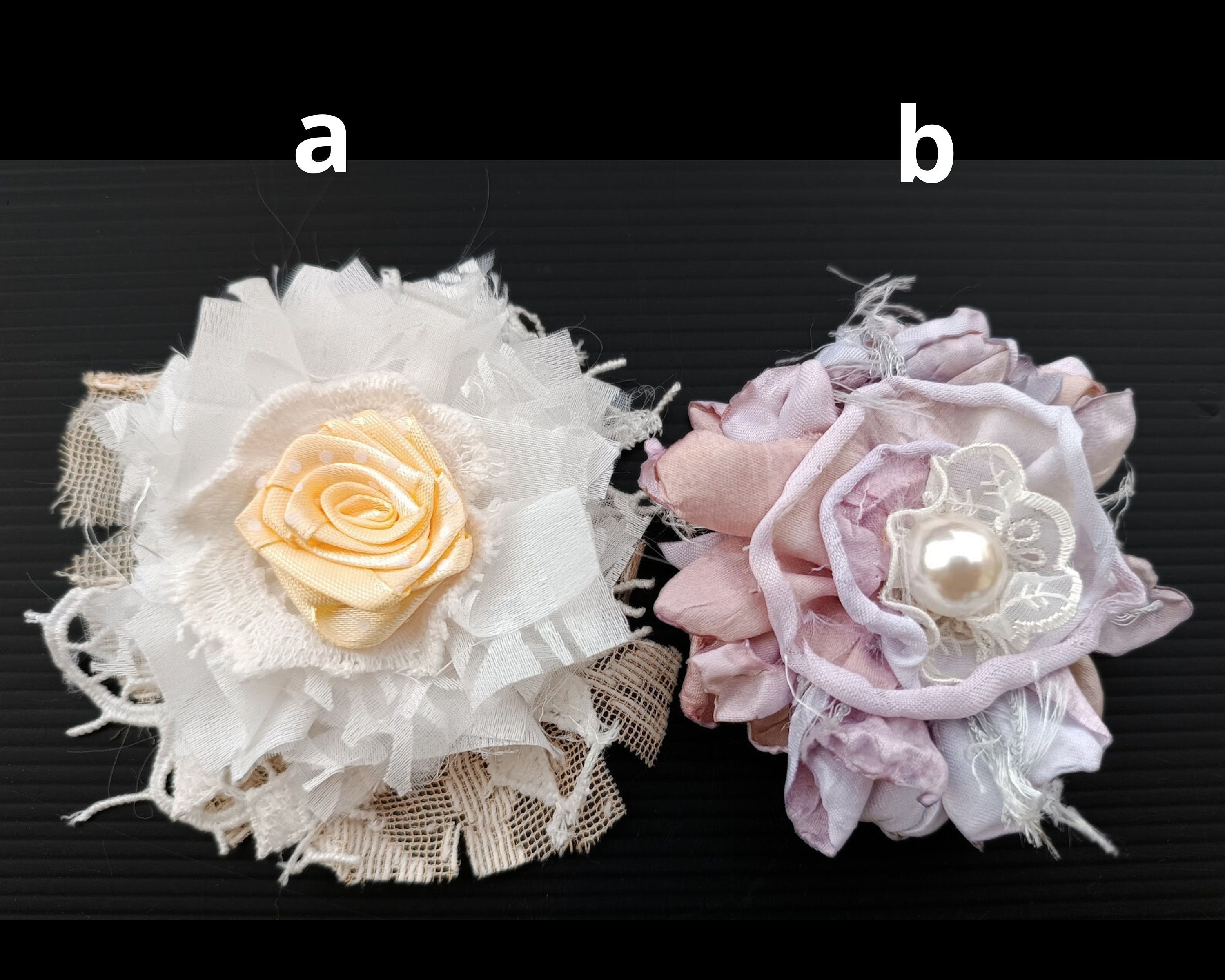 Handmade Fabric and Lace Flowers, Ornament Shabby Chic Style, Textile ...