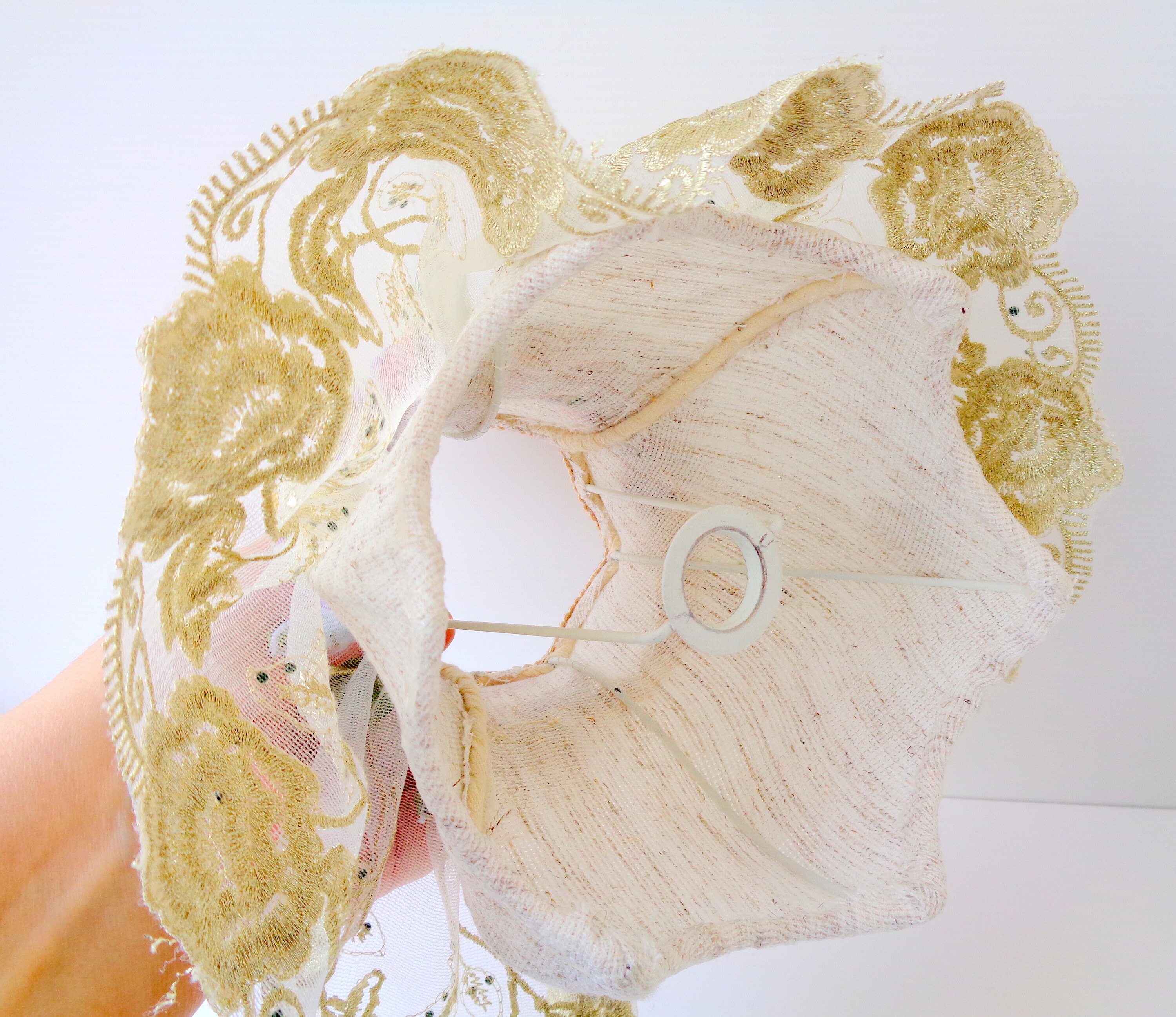 Small Lampshades With Ribbon Embroidery and Lace Decor for Bedside ...