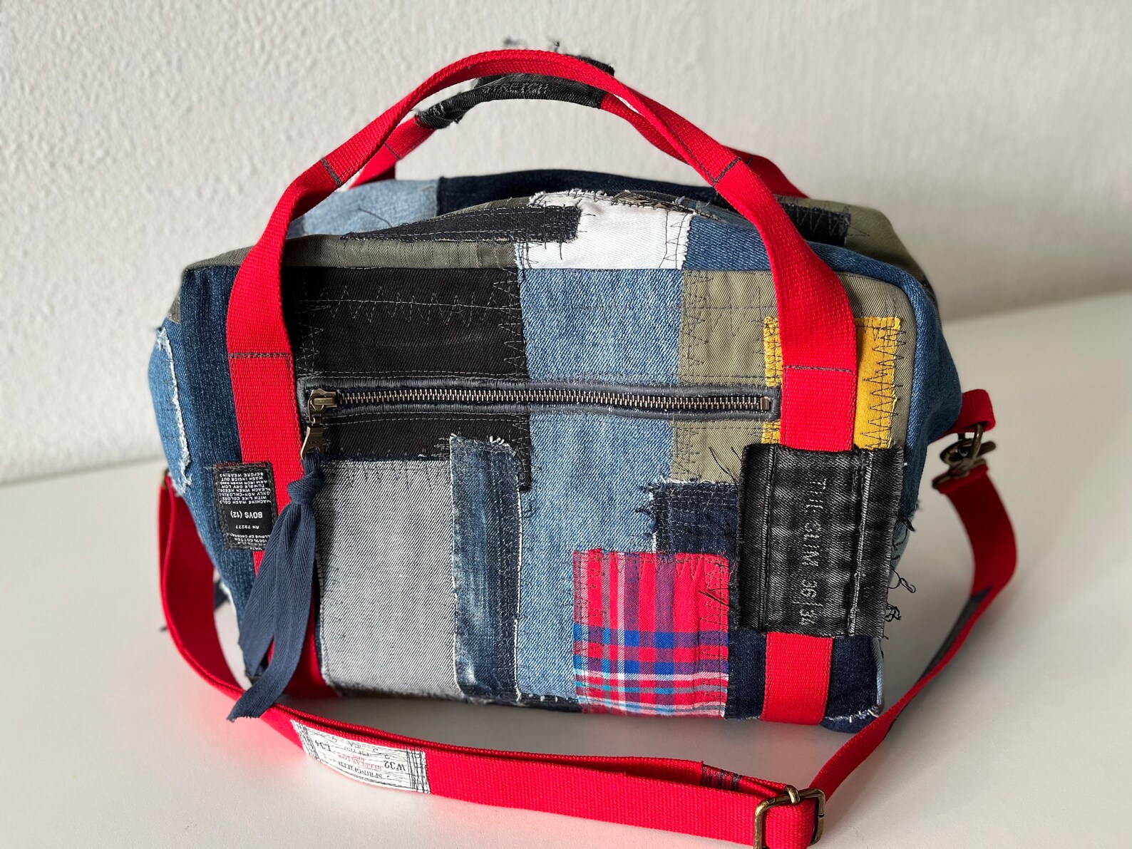 Crossbody Duffle Large Handbag Denim Patchwork Vintage Urban Recycled ...