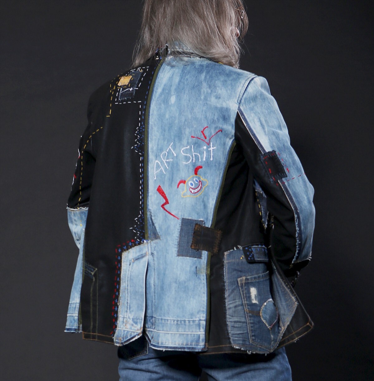 Denim Blazer Patchwork Vintage Eclectic Jacket Reused Recycled Clothes ...