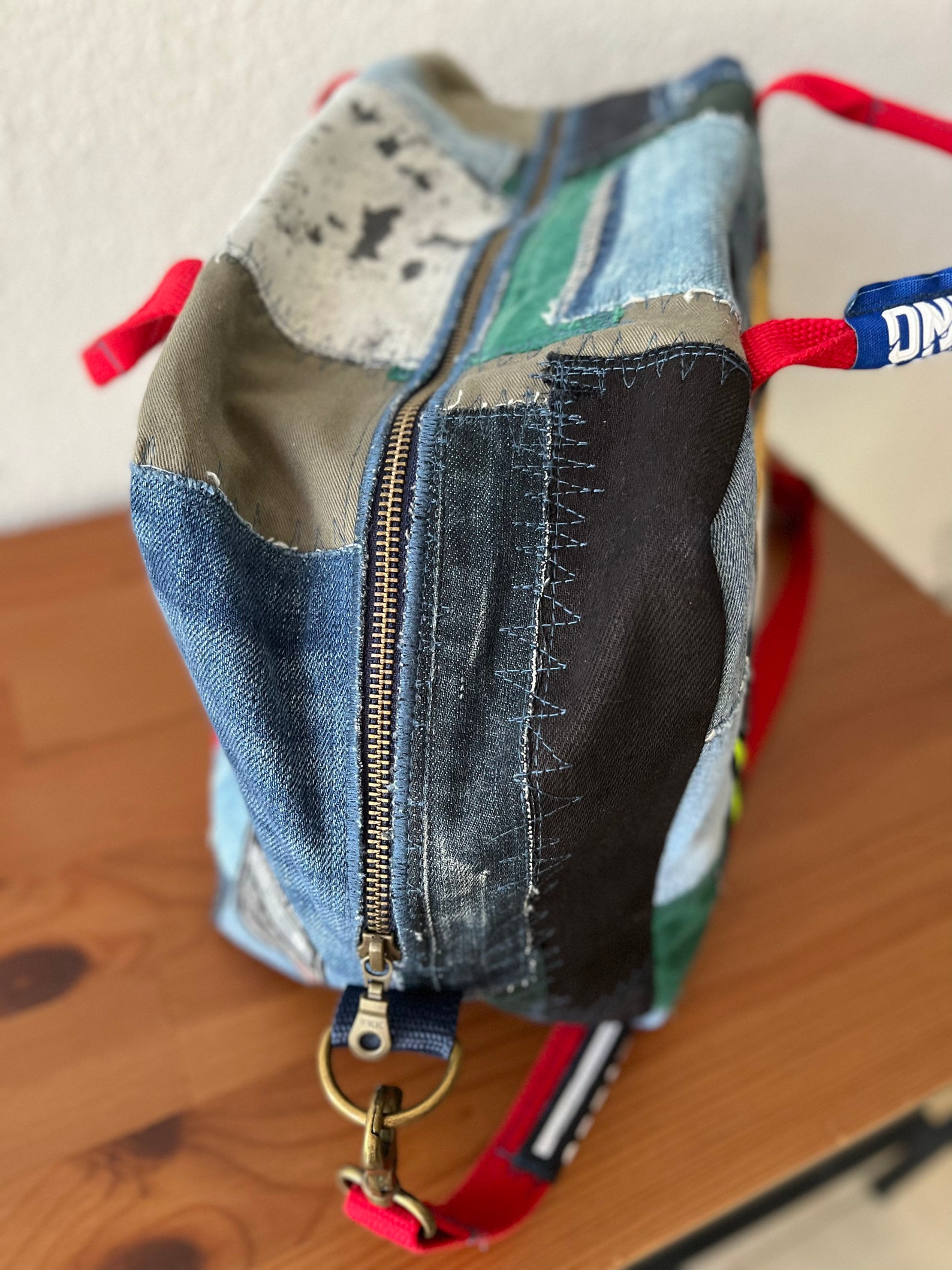 Crossbody Duffle Large Handbag Denim Patchwork Vintage Urban Recycled ...