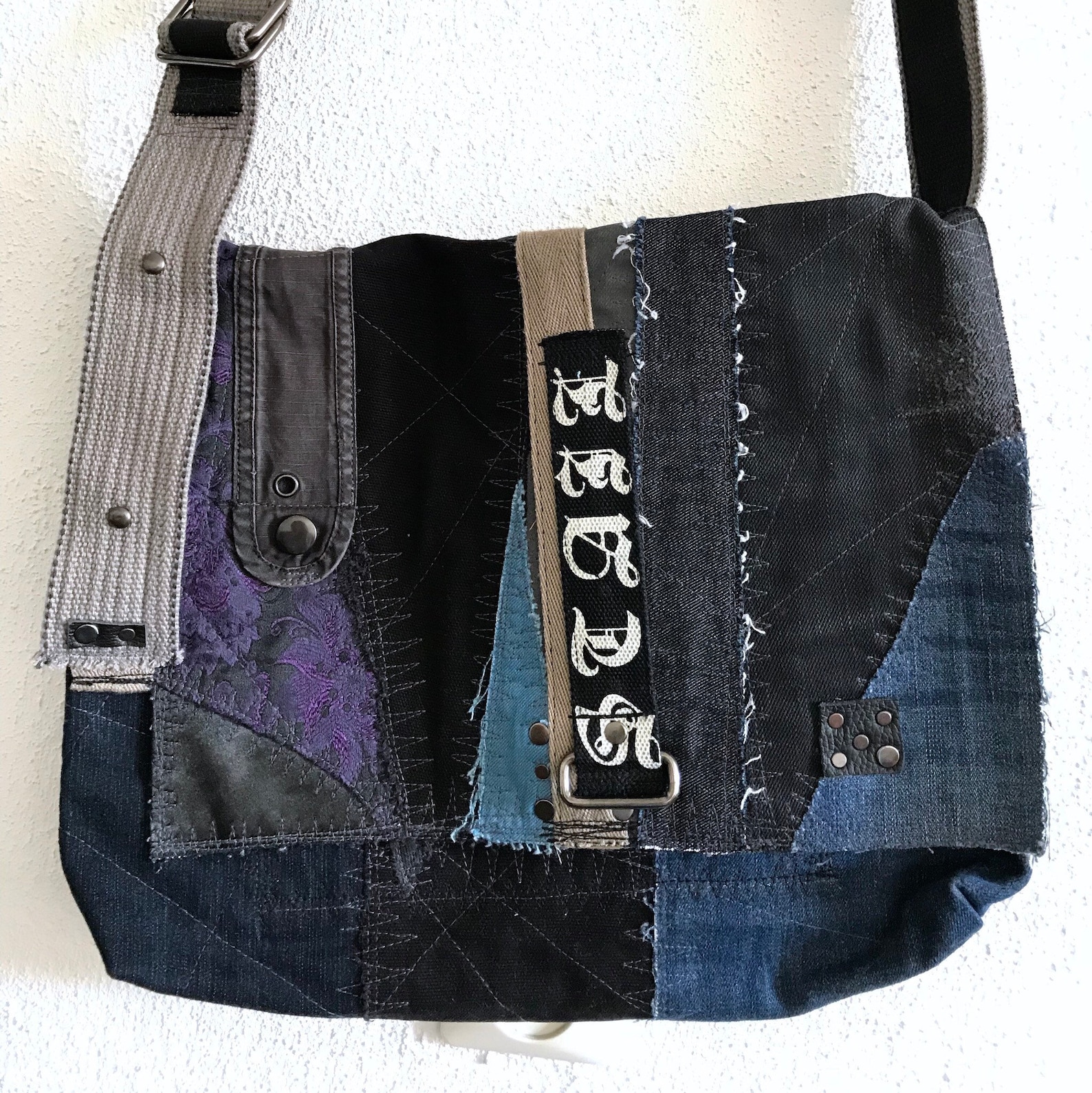 Mens Big Denim Patchwork Messenger Bag Shoulder Crossbody - Etsy