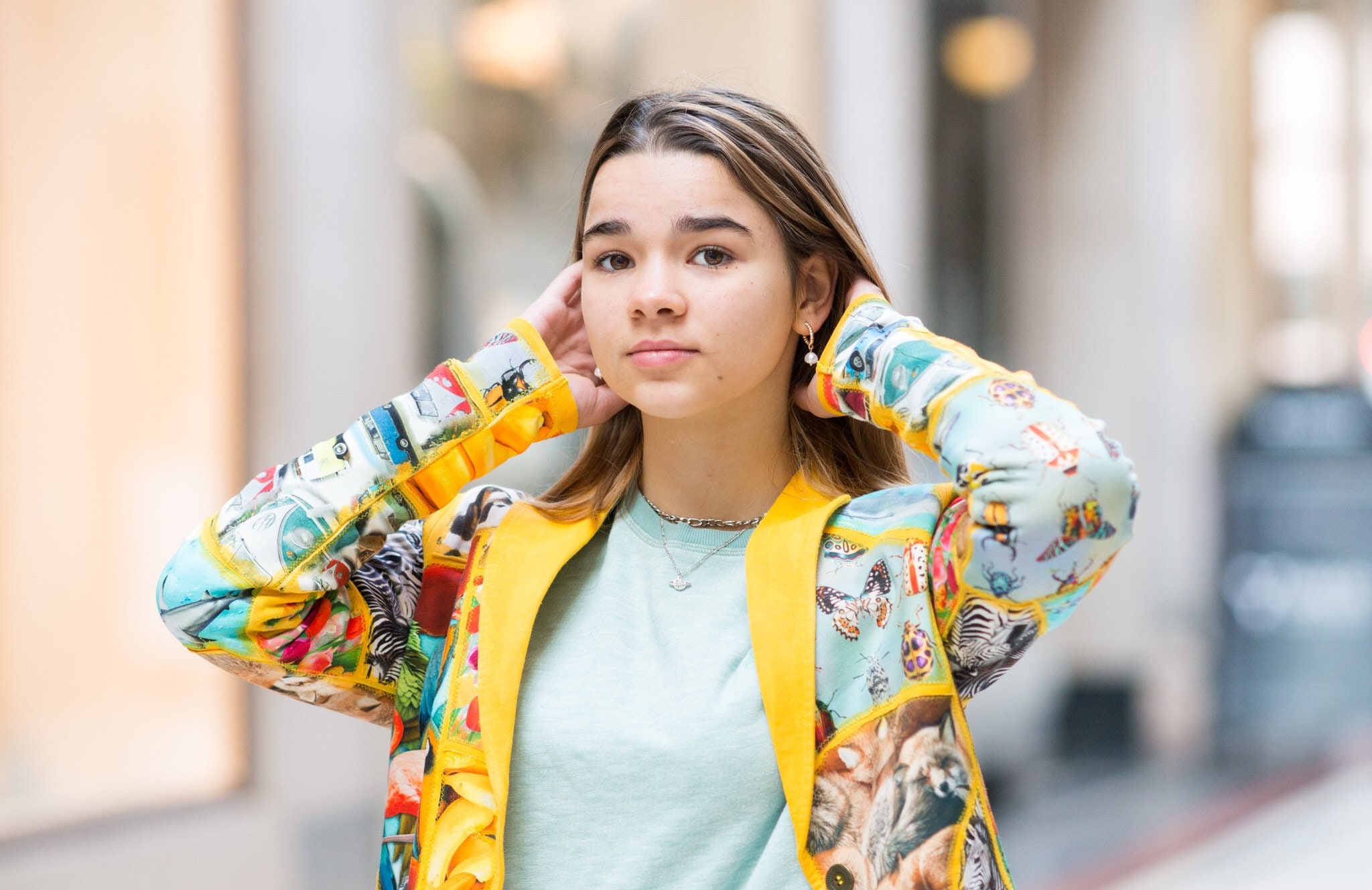 Patchwork Upcycled Cotton Jersey Blazer - Digital Animal Print, Size L ...