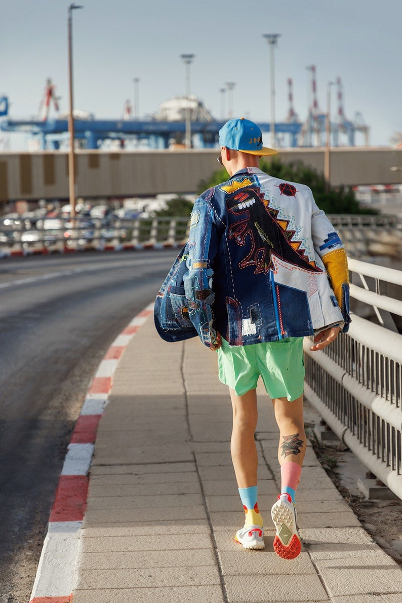 Denim Blazer Patchwork Vintage Eclectic Jacket Reused Recycled Clothes ...