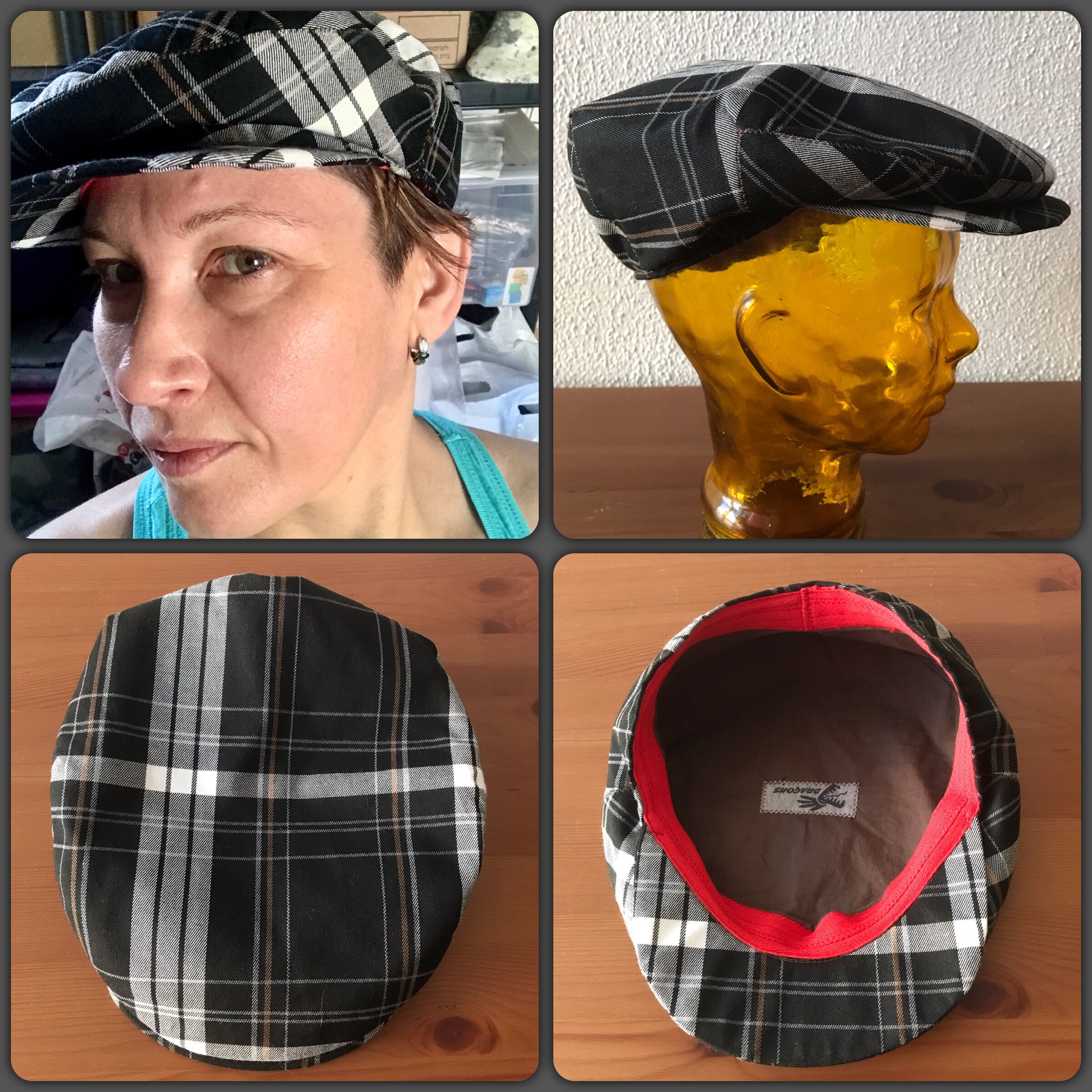 Upcycled Denim Newsboy Cap - Cotton Lined Patchwork Flat Cap (M Size ...
