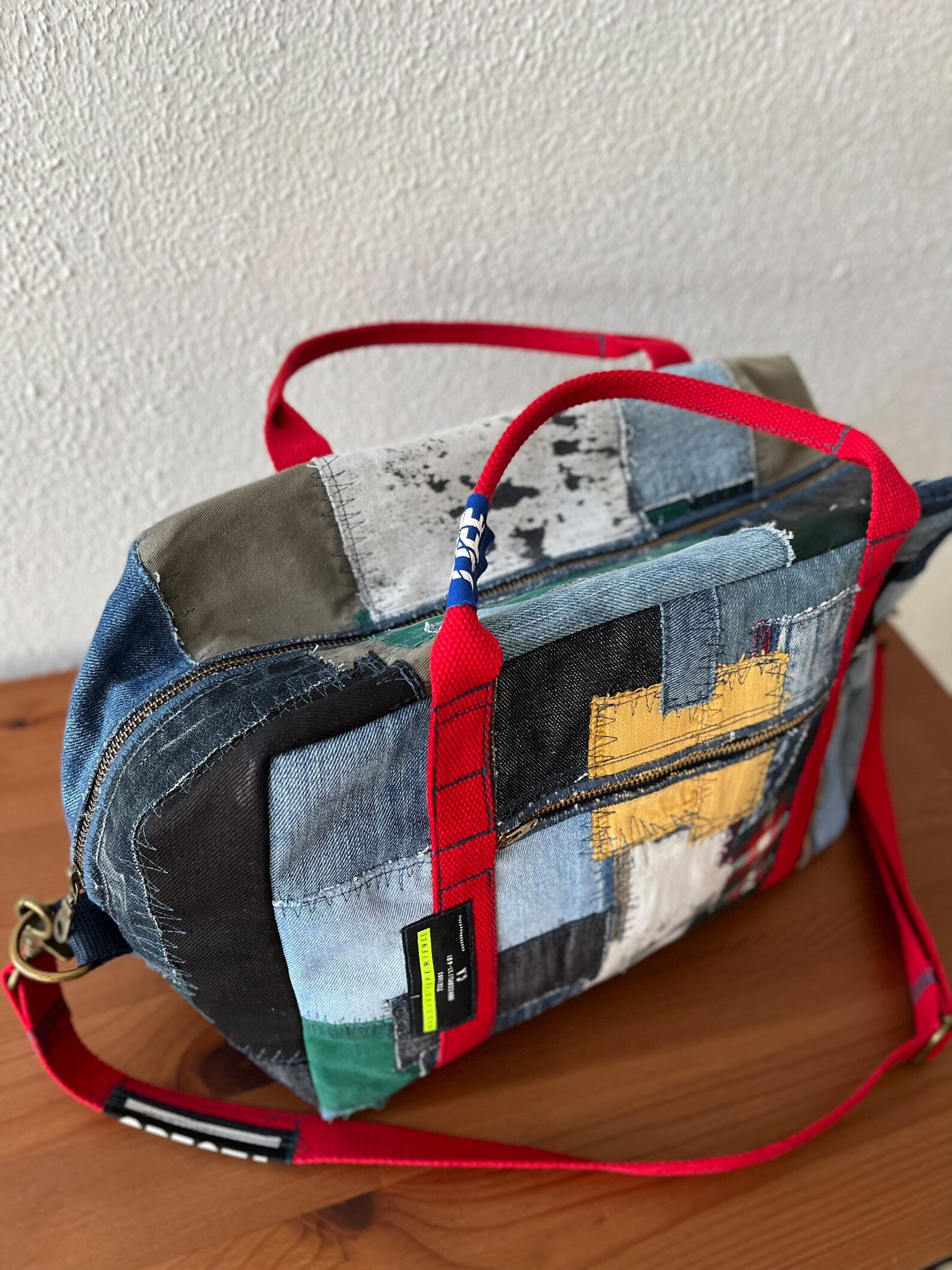 Crossbody Duffle Large Handbag Denim Patchwork Vintage Urban Recycled ...