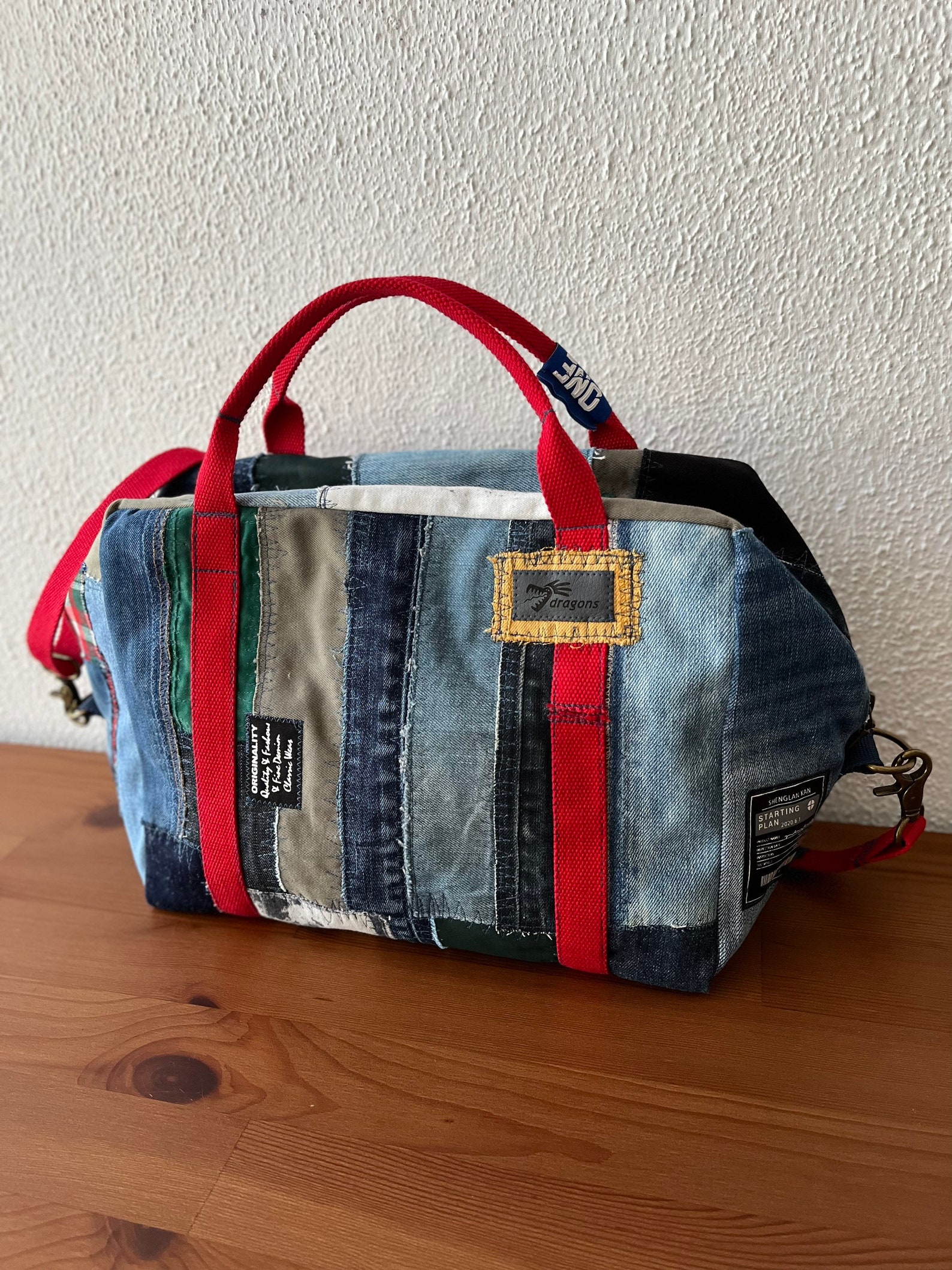 Crossbody Duffle Large Handbag Denim Patchwork Vintage Urban Recycled ...