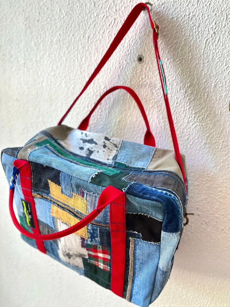 Crossbody Duffle Large Handbag Denim Patchwork Vintage Urban Recycled ...