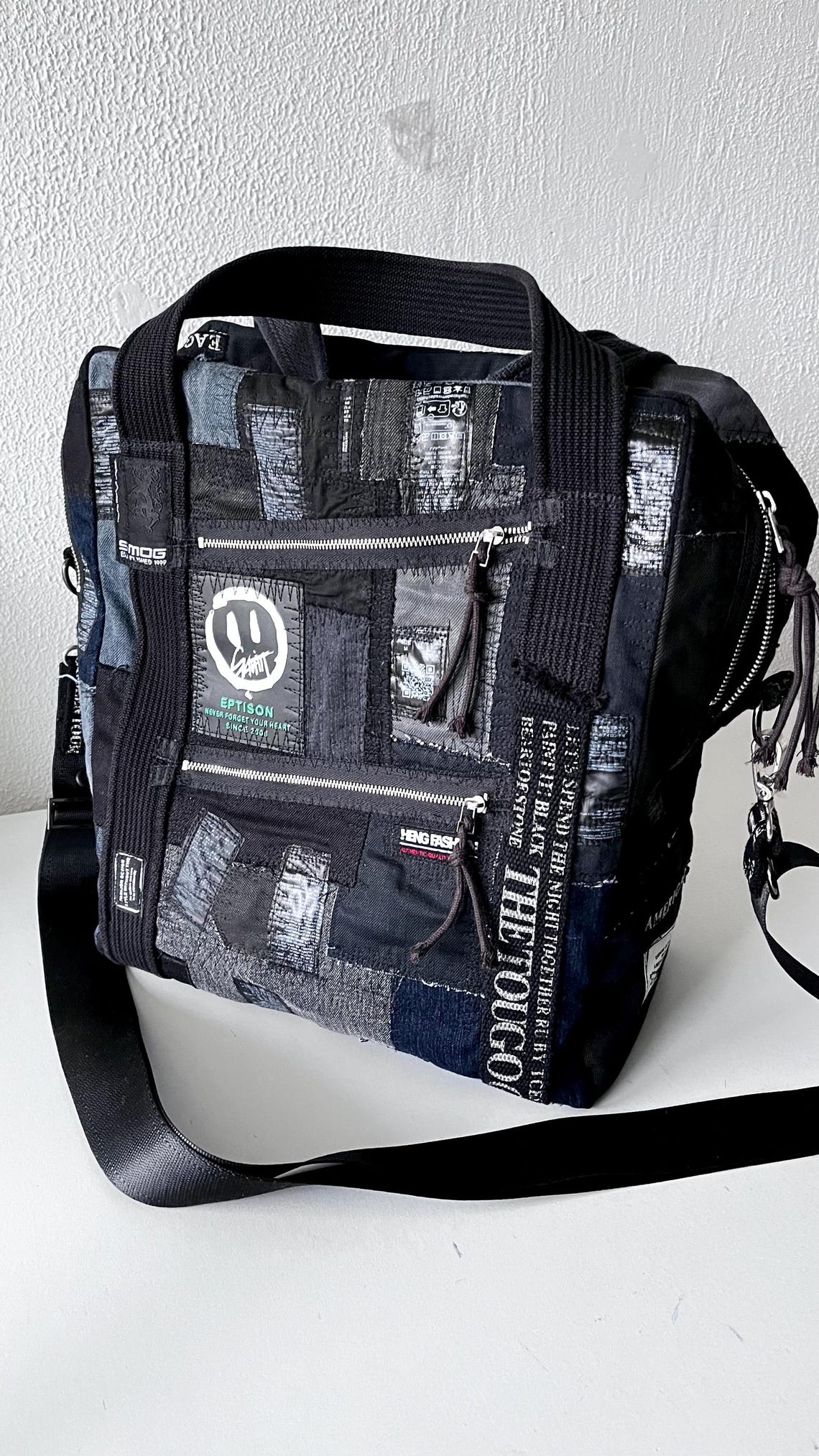 Crossbody Duffle Large Handbag Denim Patchwork Vintage Urban Recycled ...
