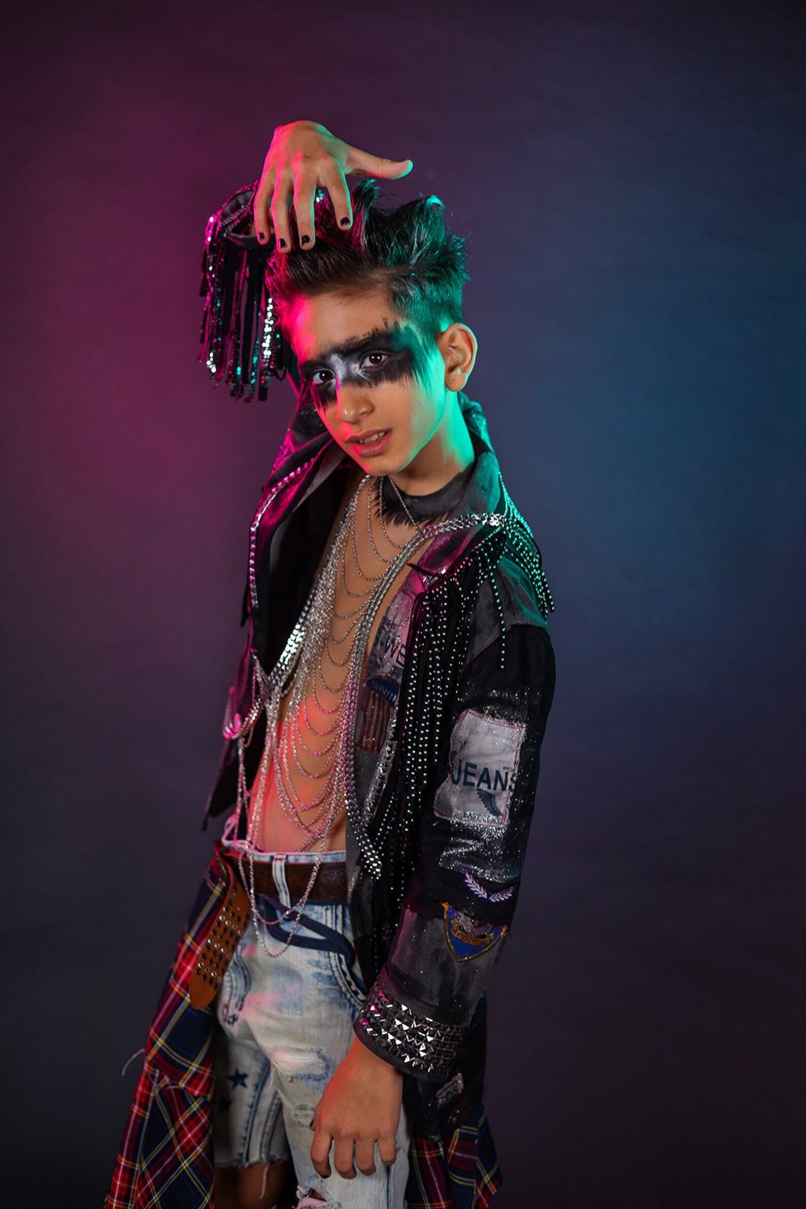 Black Jersey Rock-n-roll Blazer Punk Studs Sparkling Music Show Jacket ...