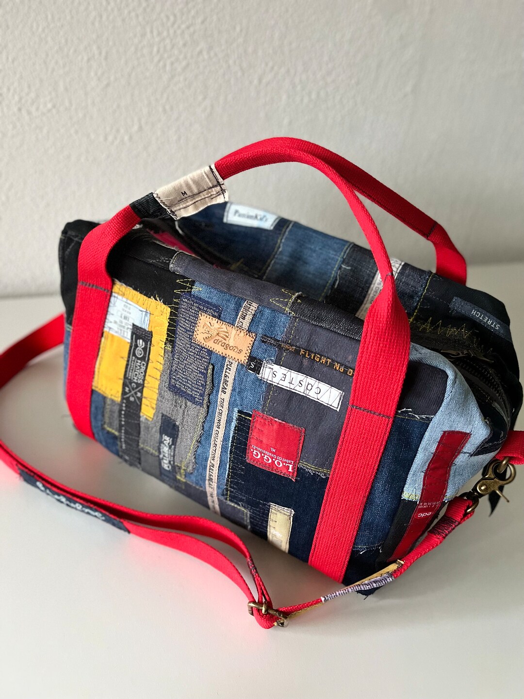 Crossbody Duffle Large Handbag Denim Patchwork Vintage Urban Recycled ...