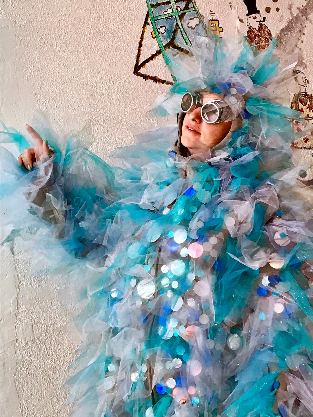 Ice Blue Fluffy Monster Costume Burningman Festival Carnaval Party ...