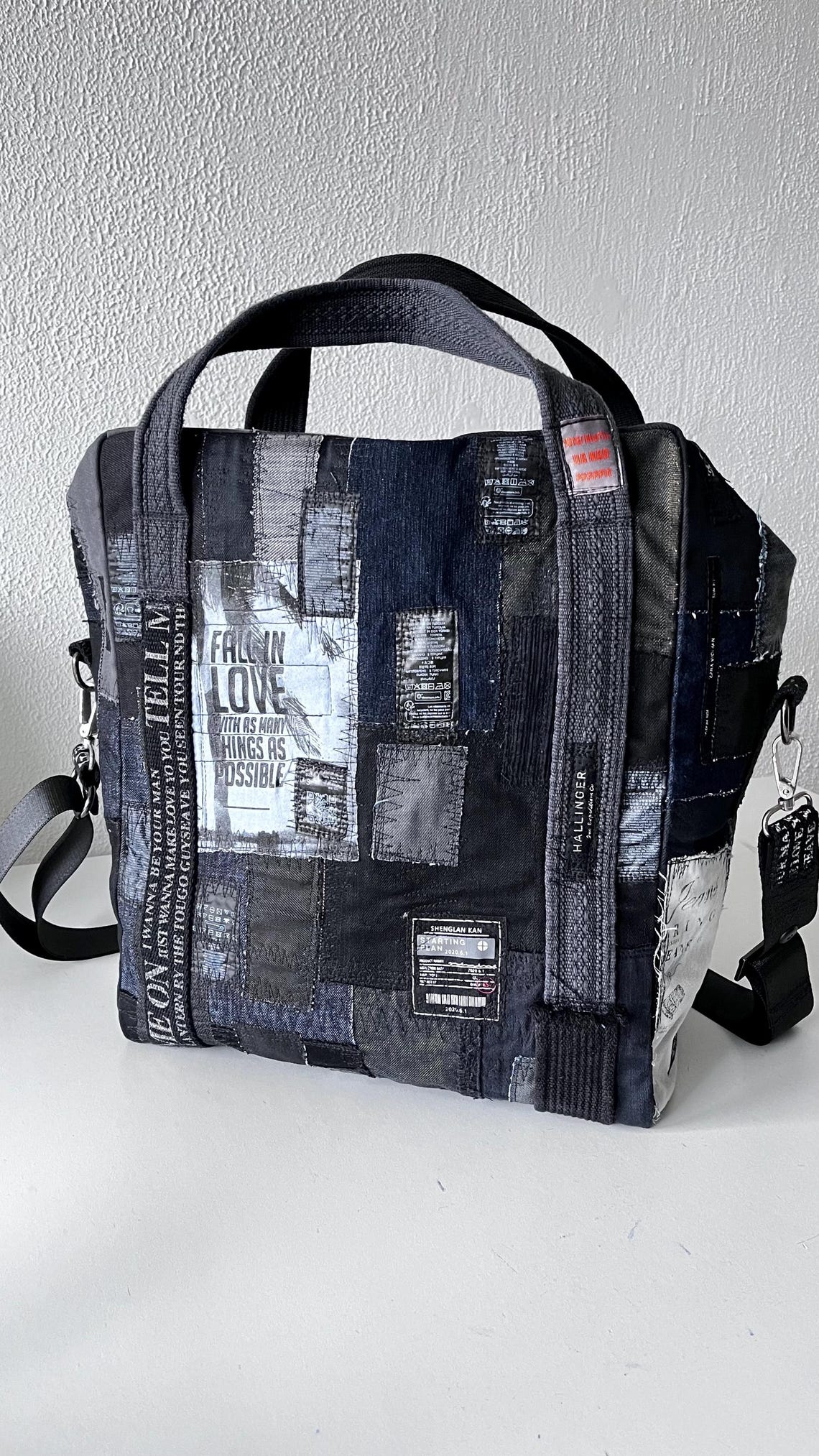 Crossbody Duffle Large Handbag Denim Patchwork Vintage Urban Recycled ...
