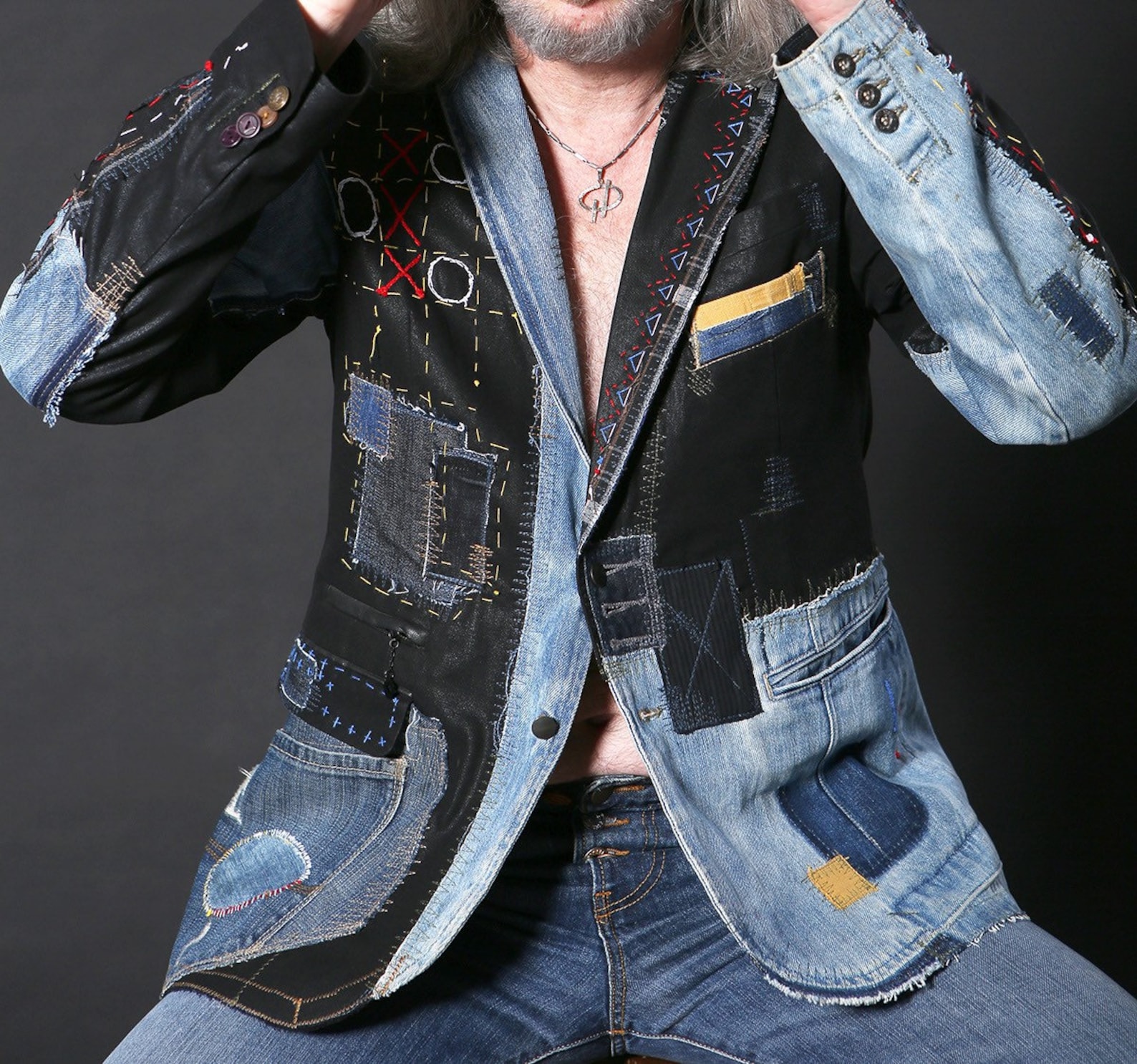 Denim Blazer Patchwork Vintage Eclectic Jacket Reused Recycled Clothes ...
