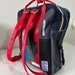Denim Backpack Patchwork Label Patches Black Zipper Rugsack Red Straps ...