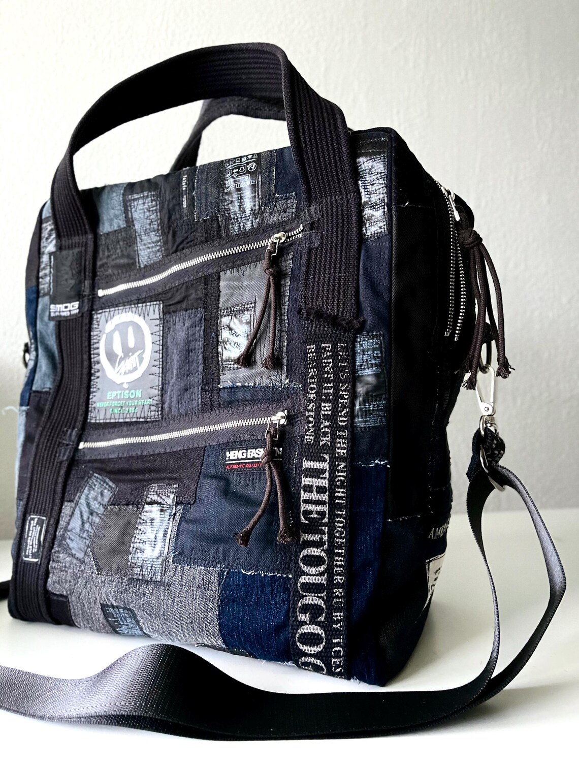 Crossbody Duffle Large Handbag Denim Patchwork Vintage Urban Recycled ...