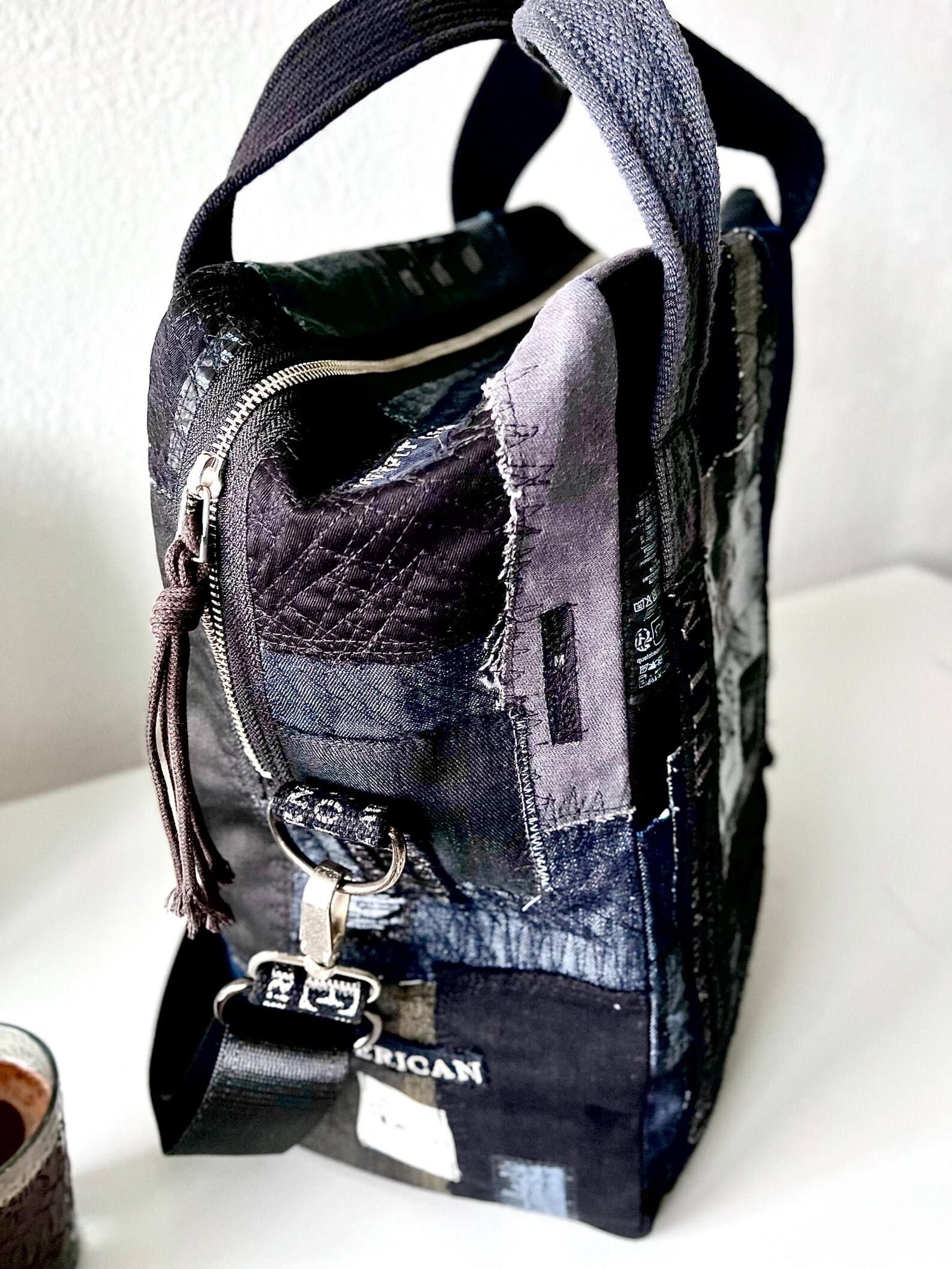 Crossbody Duffle Large Handbag Denim Patchwork Vintage Urban Recycled ...